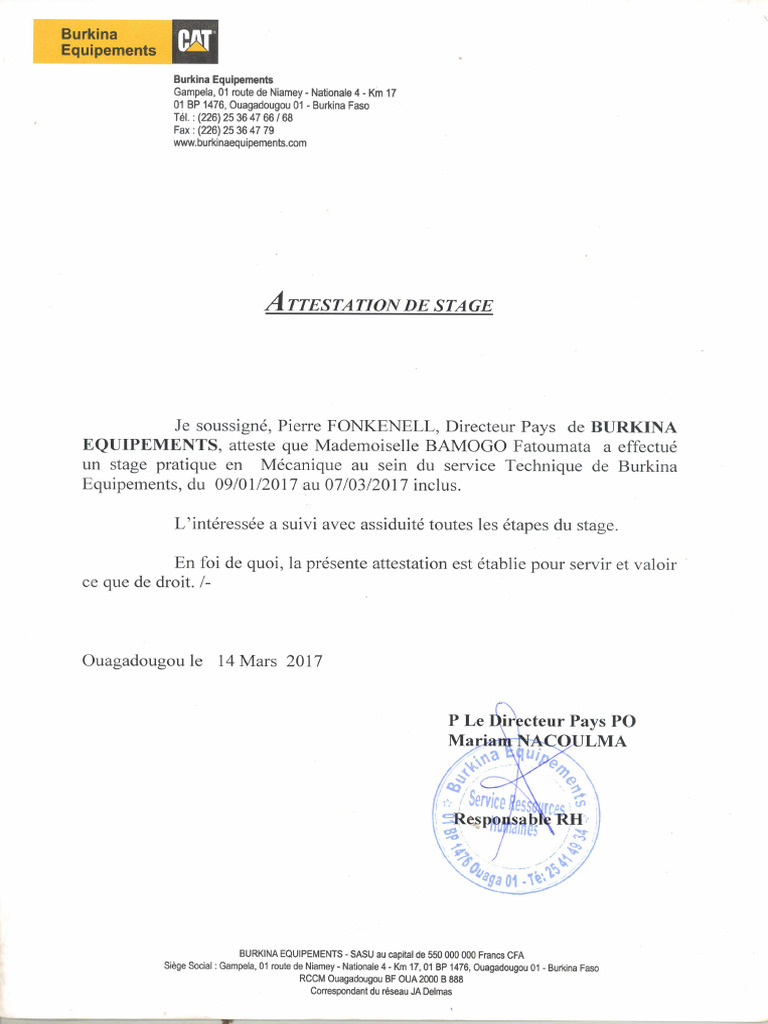 Attestation de Stage | PDF