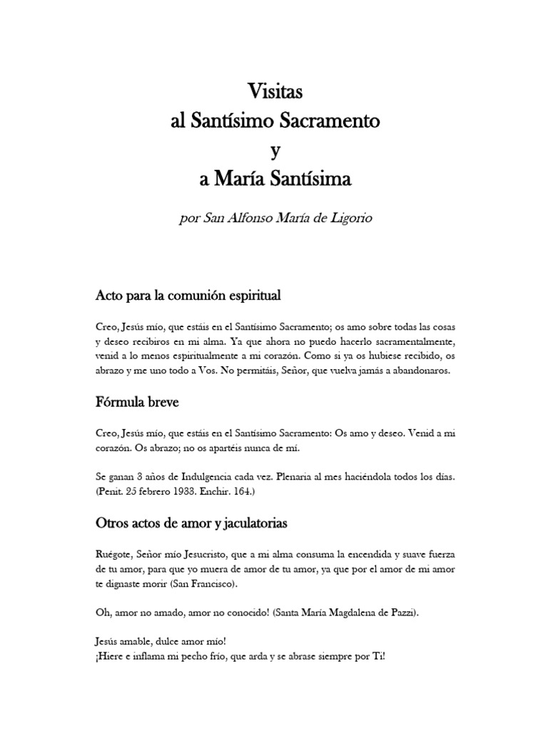 Visitas al Santísimo y a María Santísima | PDF | María, madre de Jesús ...