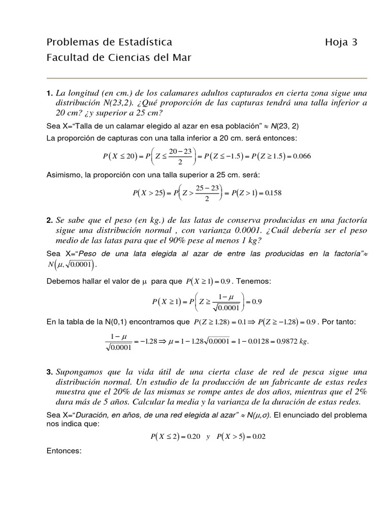 Soluc 3 | PDF | Distribución normal | Desviación Estándar