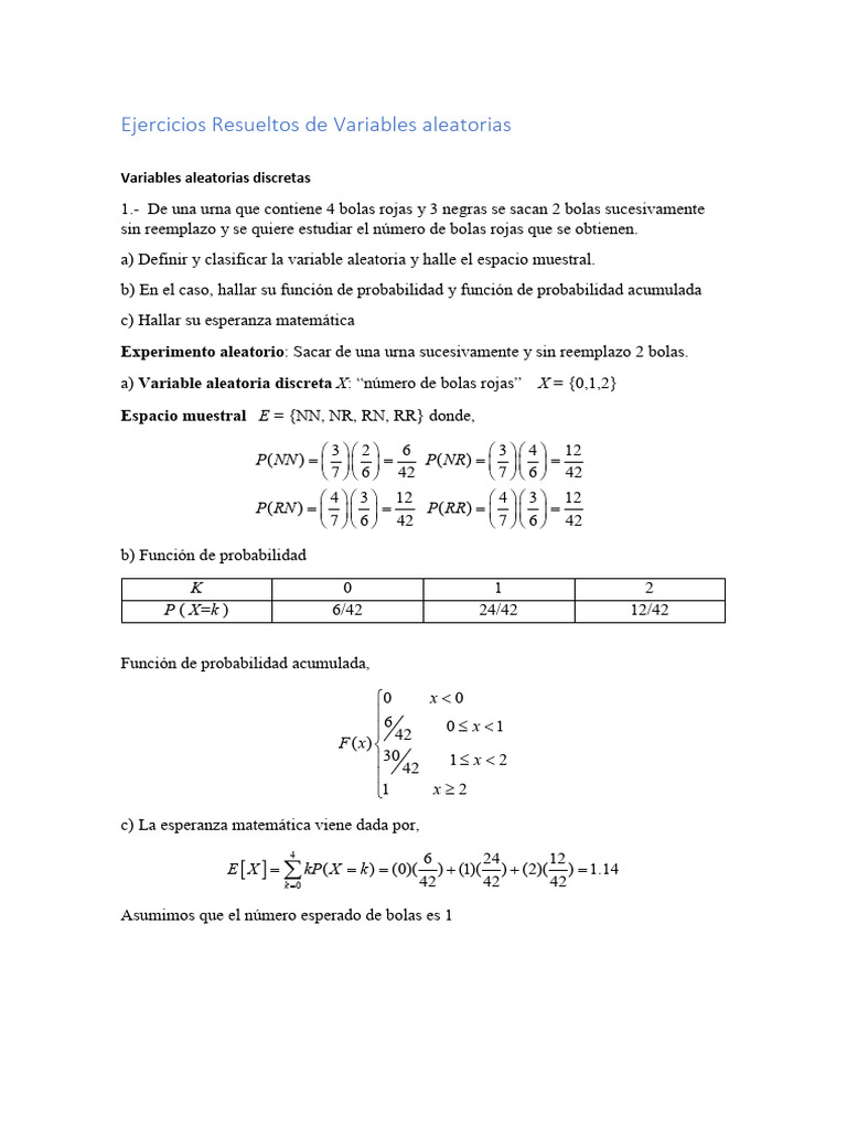 1-3 Ejercicios Resueltos de Variables Aleatorias | PDF | Teoría de ... 1-3 Ejercicios Resueltos de Variables Aleatorias | PDF | Teoría de ...