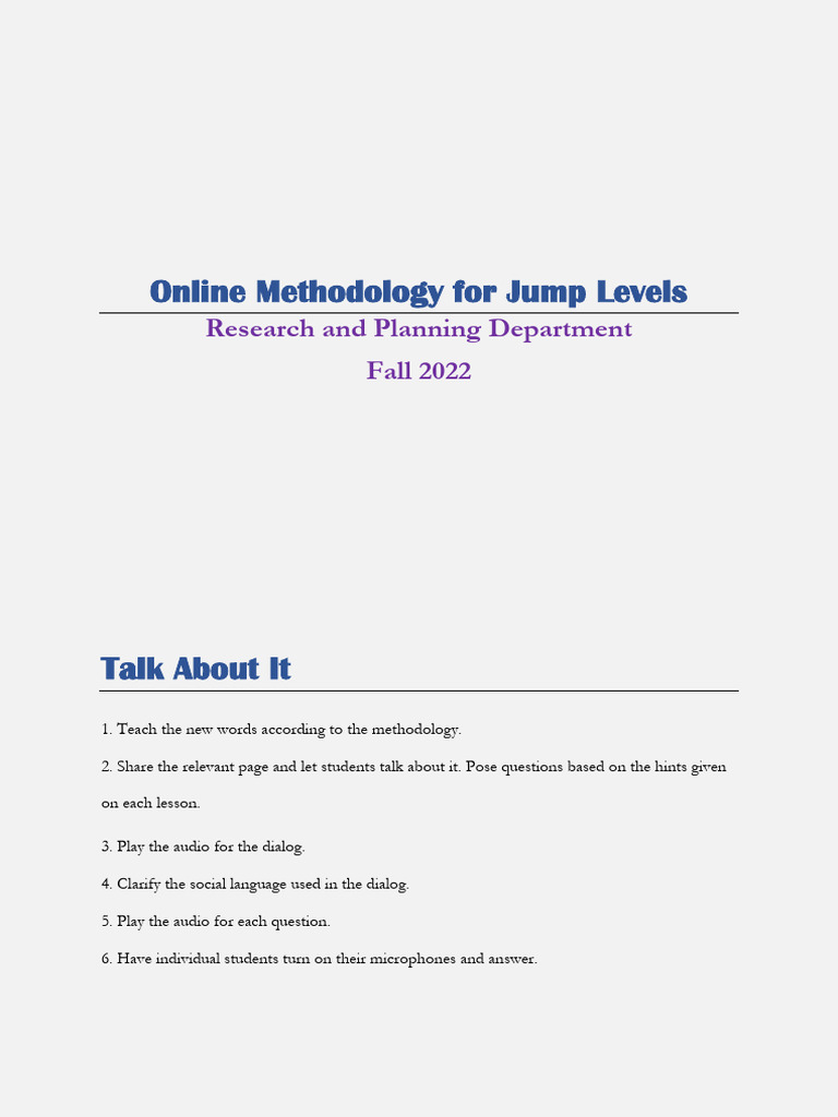 Jump Methodology Online | PDF | Word | Question