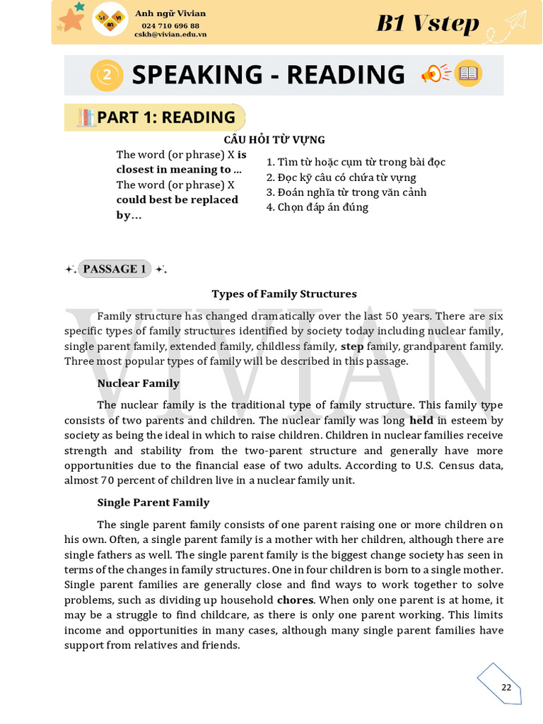 B1 - Reading Speaking 2 | PDF | Family