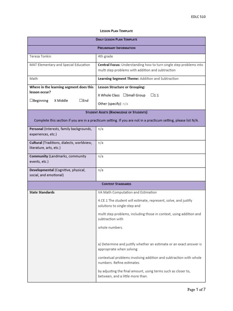 Lesson Plan Week 5 | PDF | Educational Assessment | Learning