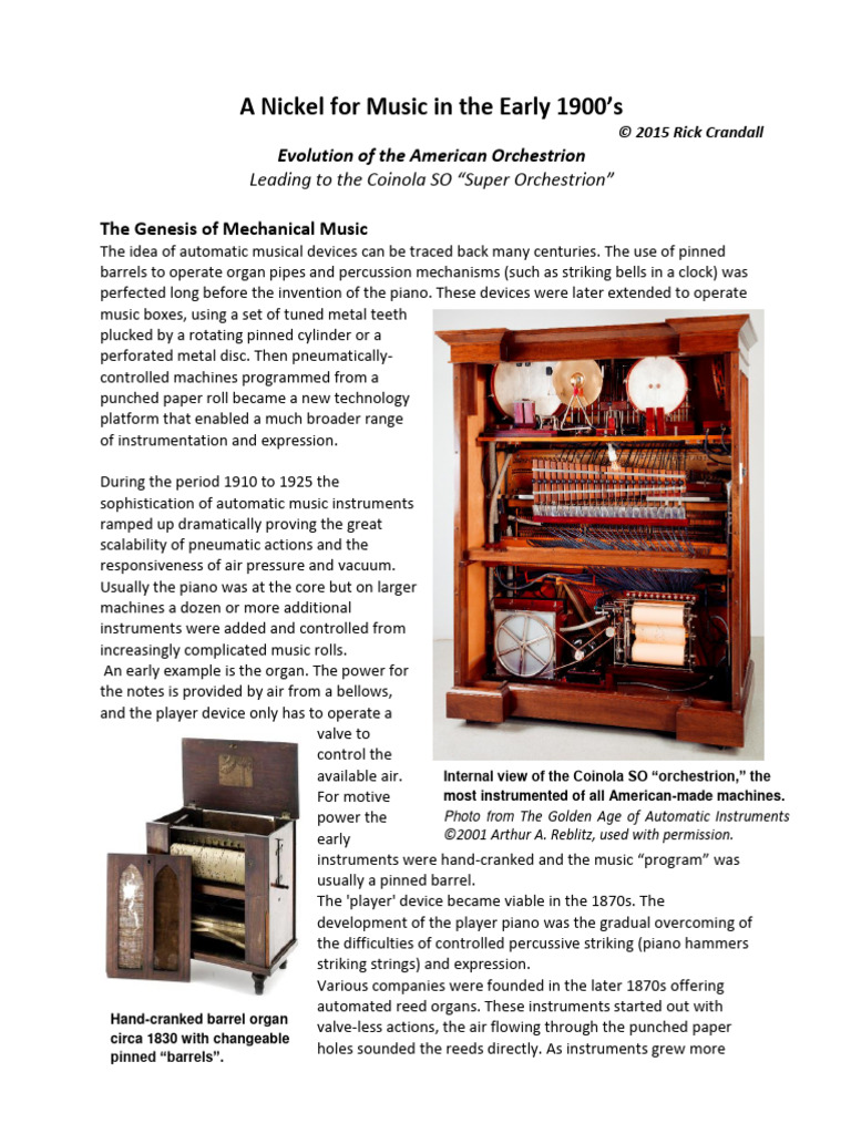 Evolution of Early 1900s Coin-Operated Music | PDF | Piano | Musical ...
