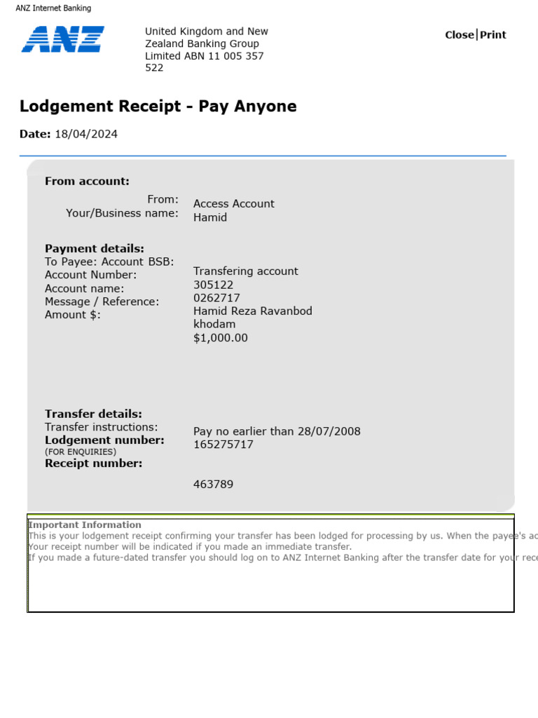 ANZ Internet Banking | PDF | Finance & Money Management | Law