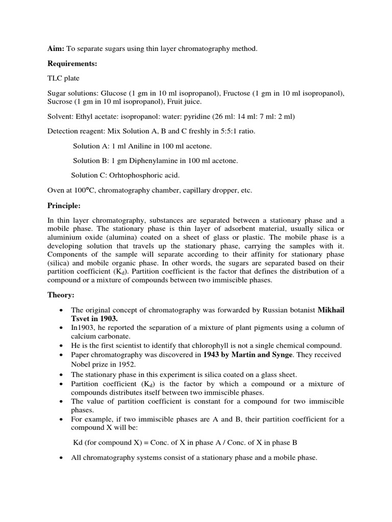 Sugars-TLC-method 2_2024 | PDF | Thin Layer Chromatography | Chromatography