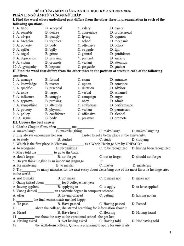 De Cuong 11 HK2 2023 - 2024 | PDF