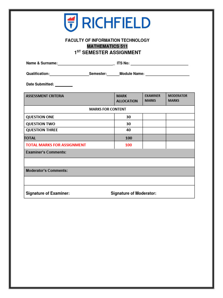 Maths 511 Assignment | PDF | Citation | Mathematics