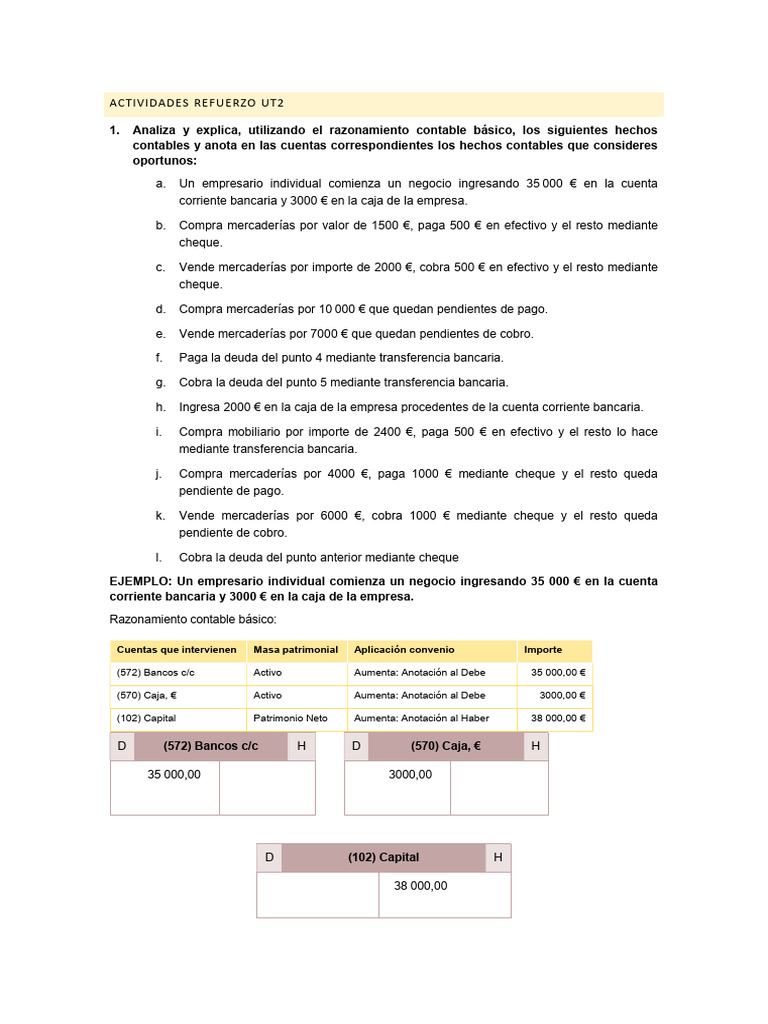 Soluciones Actividades Refuerzo Ut2 | PDF | Bancos | Contabilidad