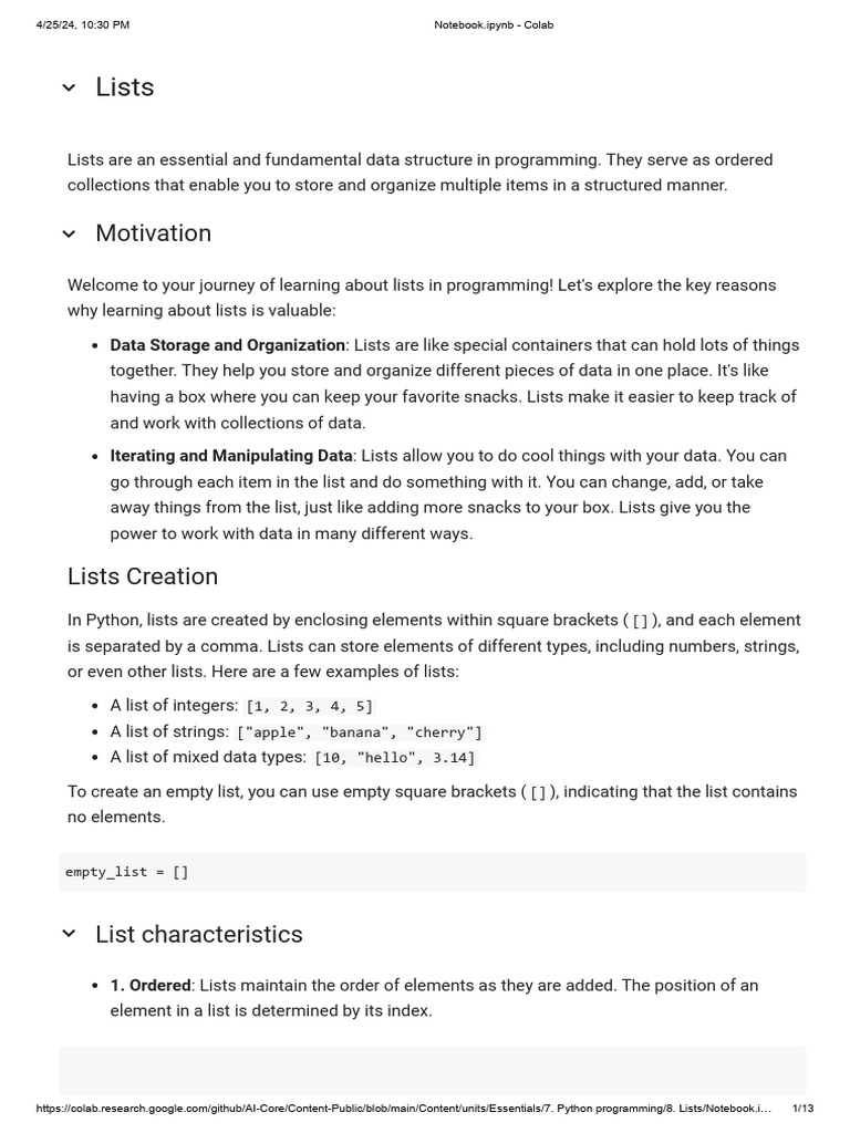 Lists | Download Free PDF | String (Computer Science) | Python (Programming Language)