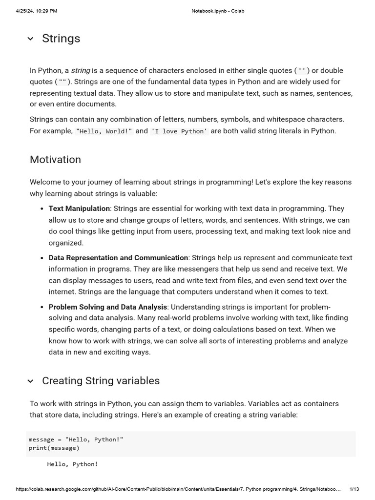 String | Download Free PDF | String (Computer Science) | Quotation Mark