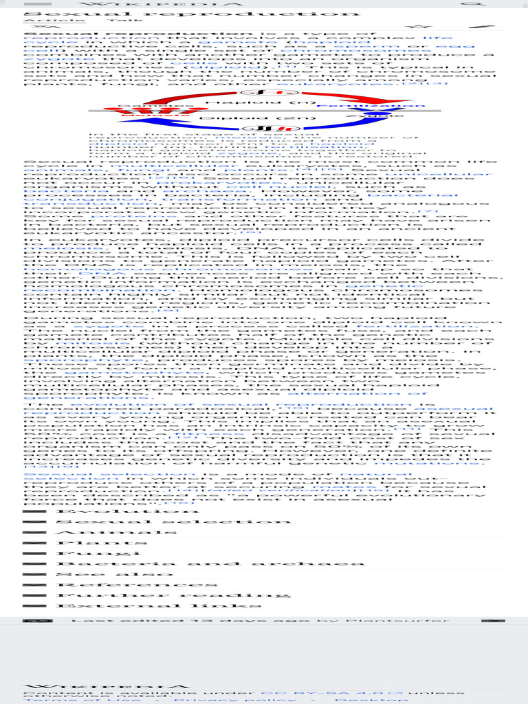 Sexual Reproduction - Wikipedia 2 | PDF | Sexual Reproduction | Ploidy