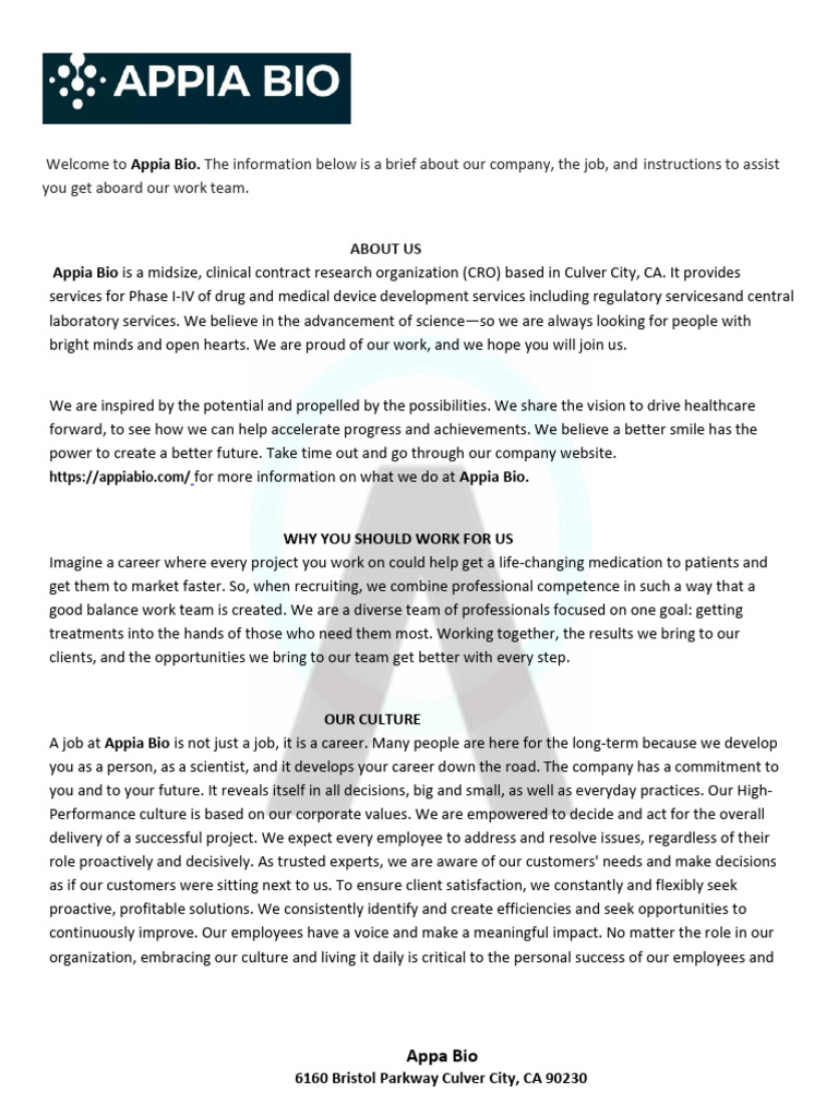 Welcome Letter Appa Bio | PDF | Employment | Databases