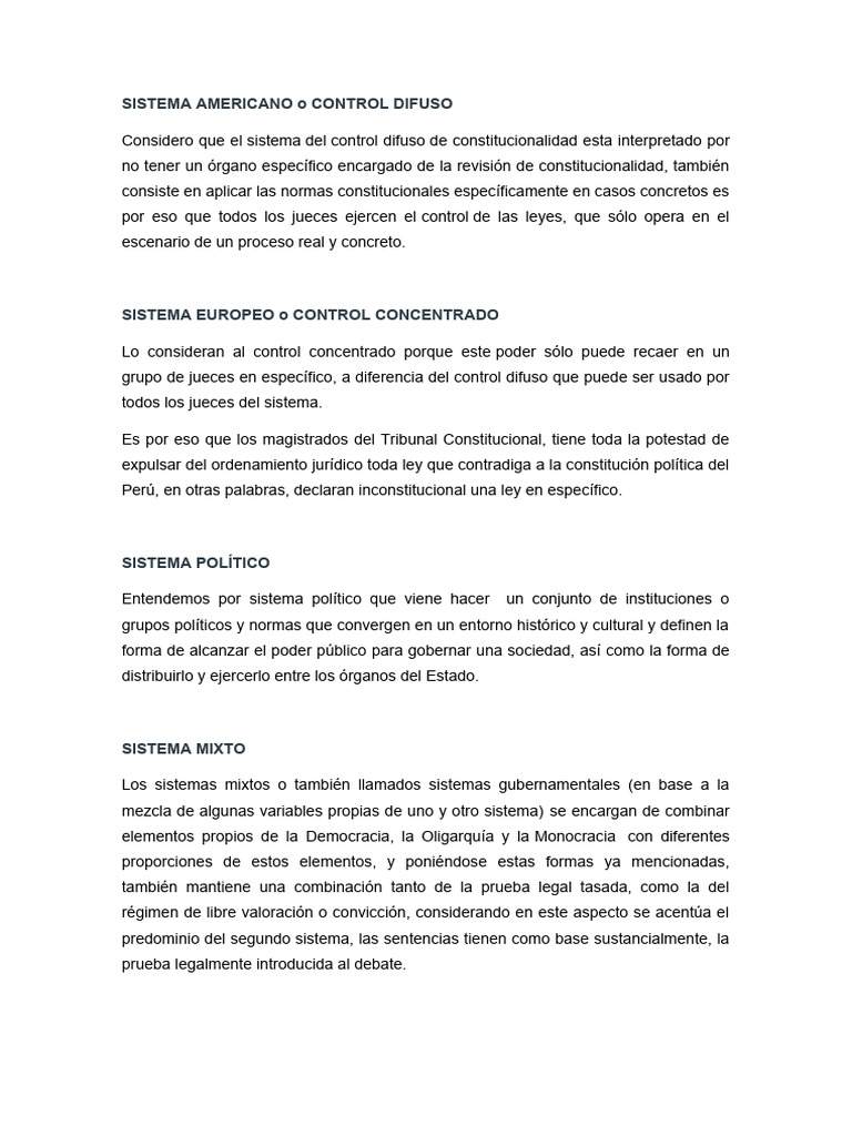 Sistemas de Control Constitucional en Perú | PDF | Sentencia (ley) | Juez