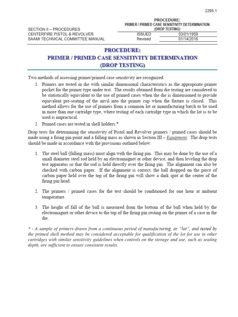 Primer Sensitivity | PDF | Pistol And Rifle Cartridges | Firearms