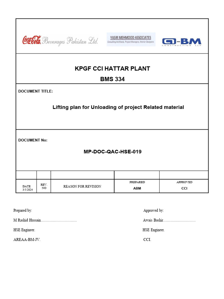 Lifting Plan For Project Related Material | PDF | Crane (Machine ...