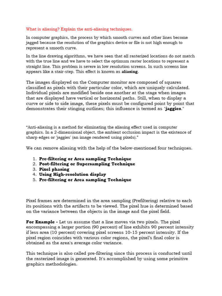 Aliasing and Antialiasing | PDF | Pixel | Computer Graphics