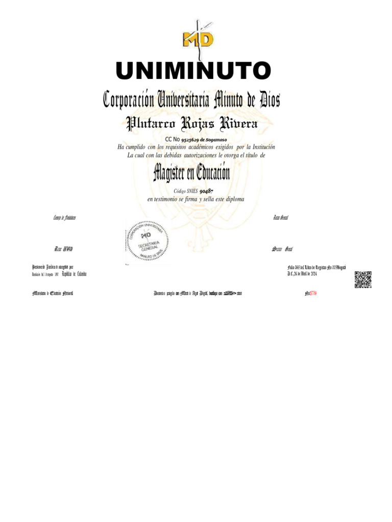 Diploma Magister en Educación Uniminuto 2024 | PDF