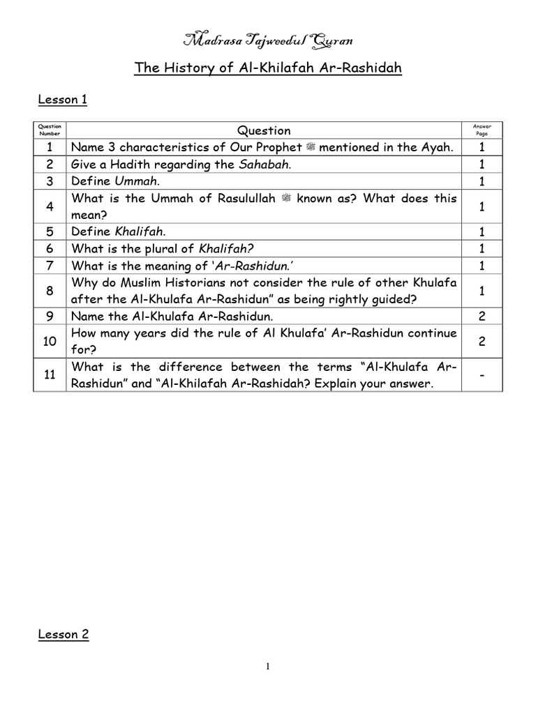 History of Al-Khilafah Ar-Rashidah | PDF | Umar | Ali