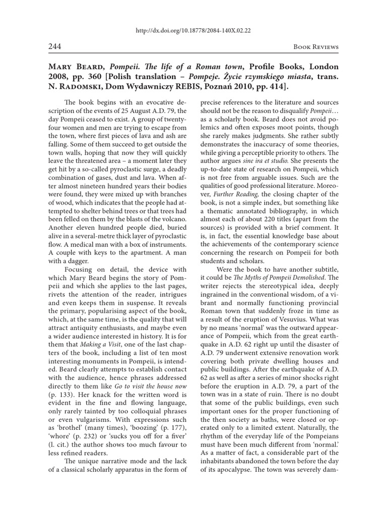 Mary Beard Pompeii The Life of A Ro | PDF | Pompeii | Mount Vesuvius