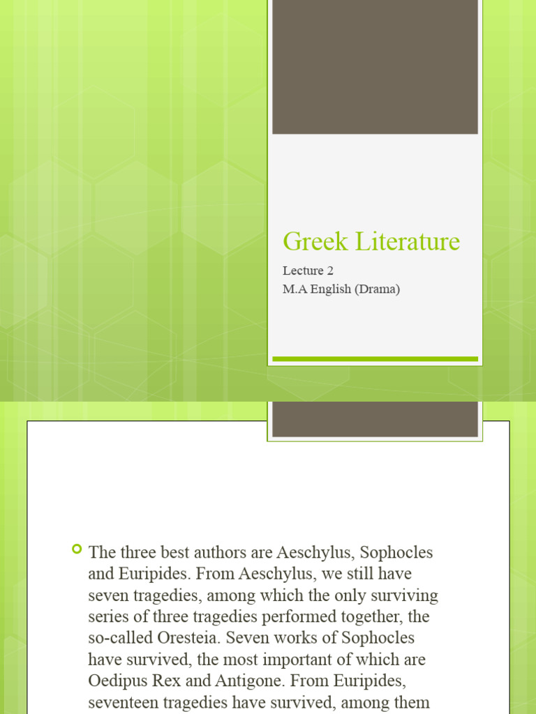 Lecture - 02 GREEK LITR | PDF | Ancient Greek Literature | Sophocles