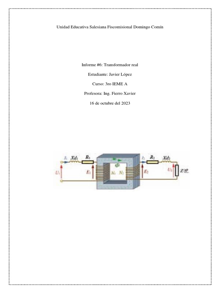 Informe de Transformador Real | PDF | Transformador | Inductor