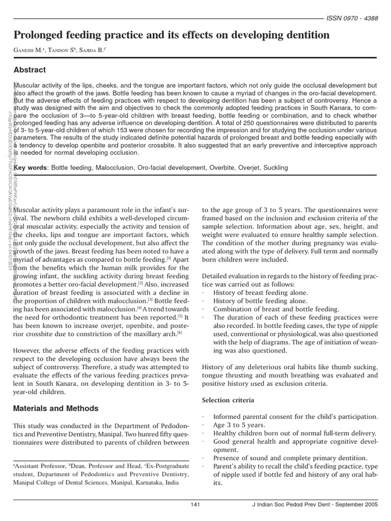 Prolonged Feeding Practice and Its Effects On.9 | PDF | Dentistry ...