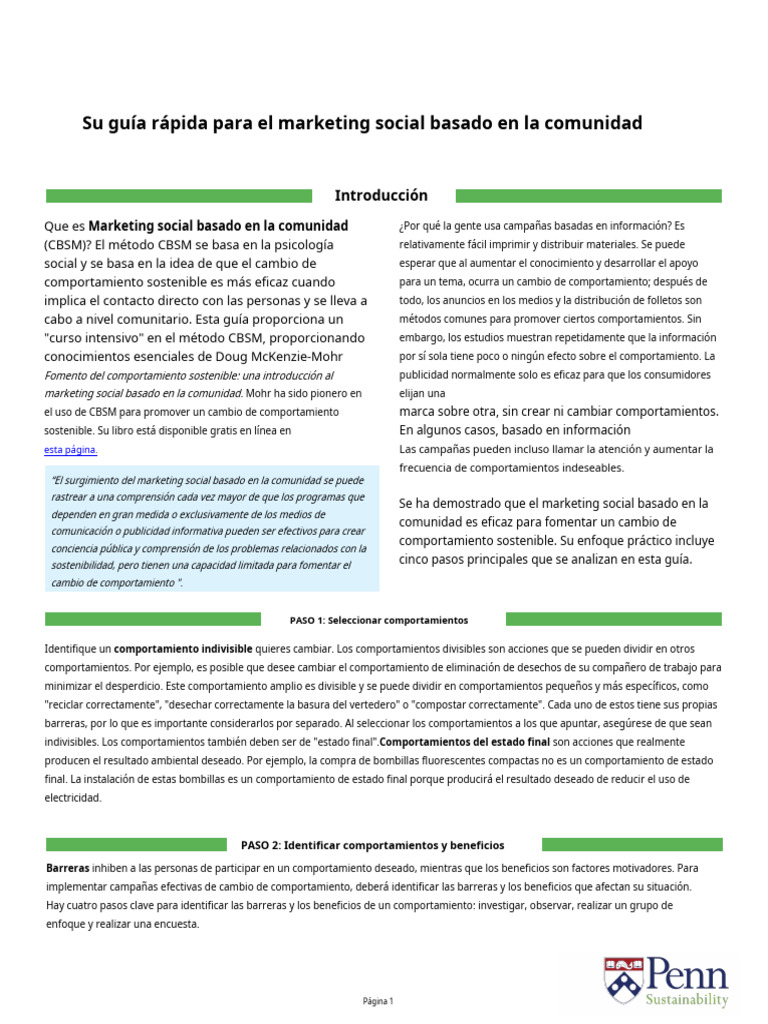 Guide To Community-Based Social Marketing - En.es | PDF ...