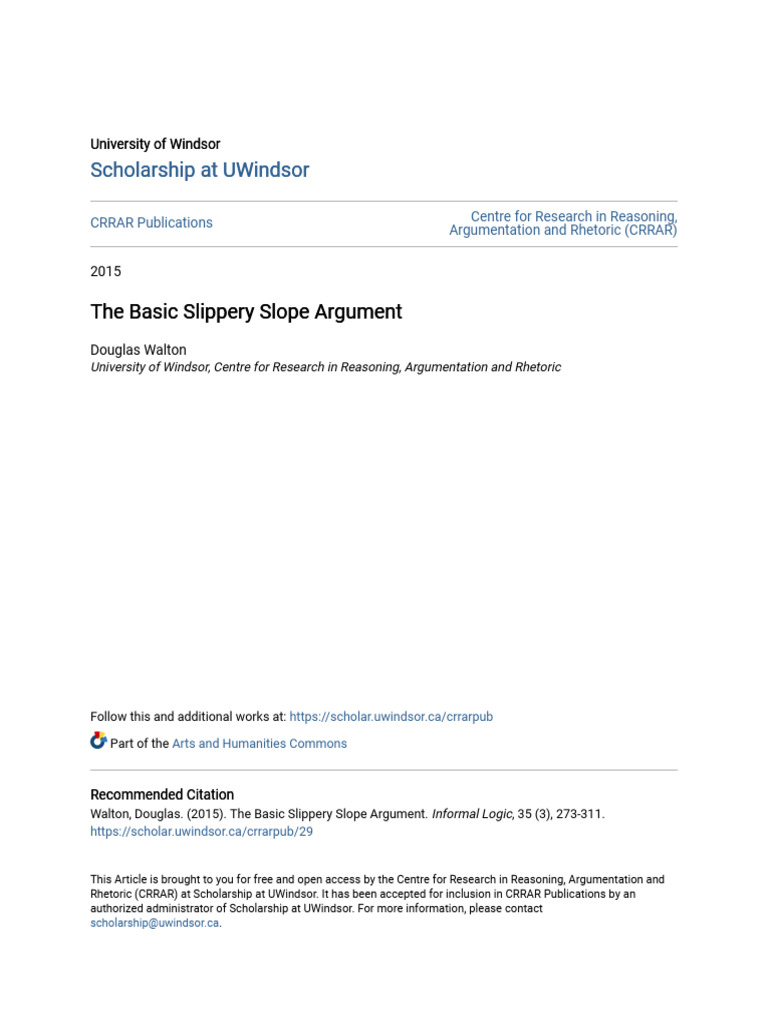 The Basic Slippery Slope Argument | PDF | Argument | Logic