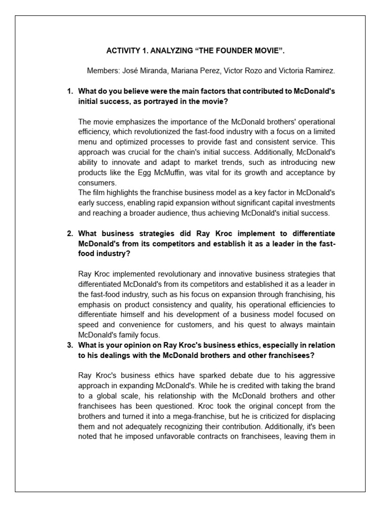 The Founder Movie | PDF | Mc Donald's | Franchising