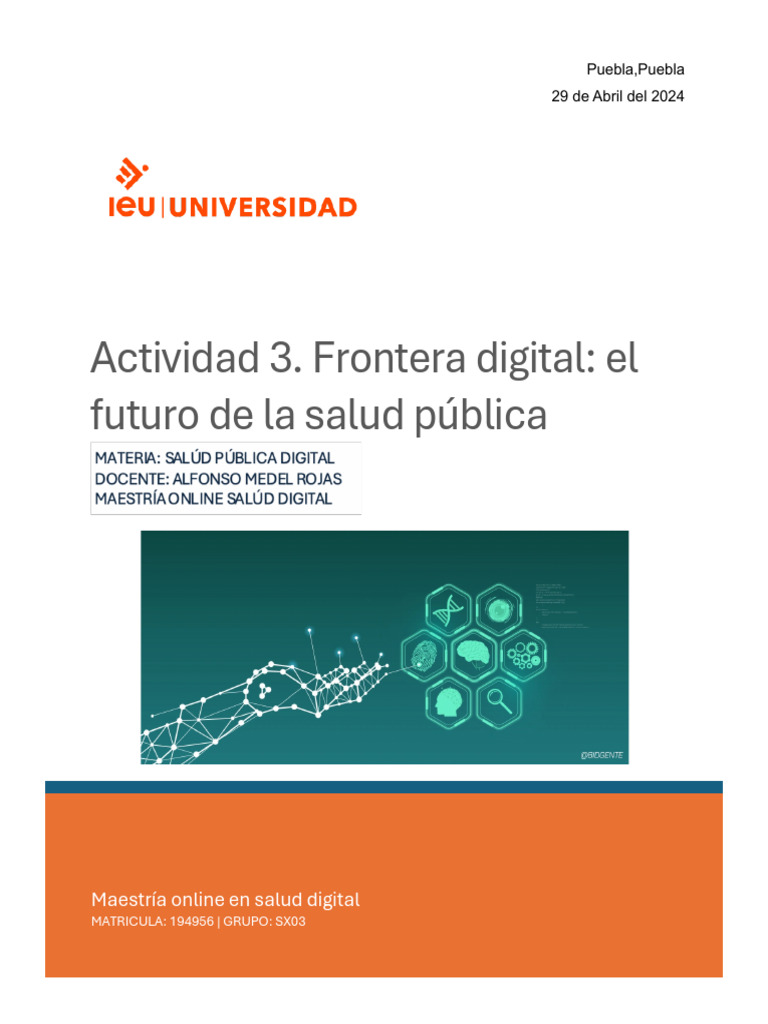 Actividad 3.frontera Digital - El Futuro de La Salud Pública | PDF | Asistencia sanitaria ...