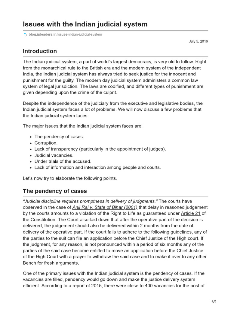 Blog - Ipleaders.in-Issues With The Indian Judicial System | PDF ...