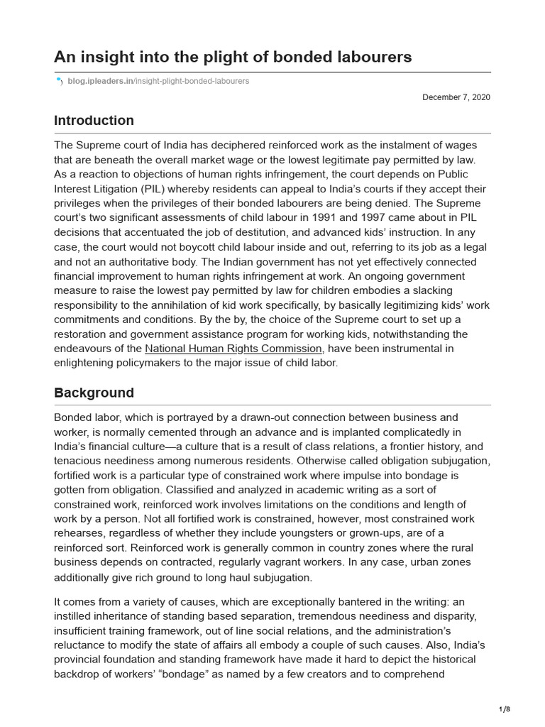 blog.ipleaders.in-An insight into the plight of bonded labourers | PDF ...