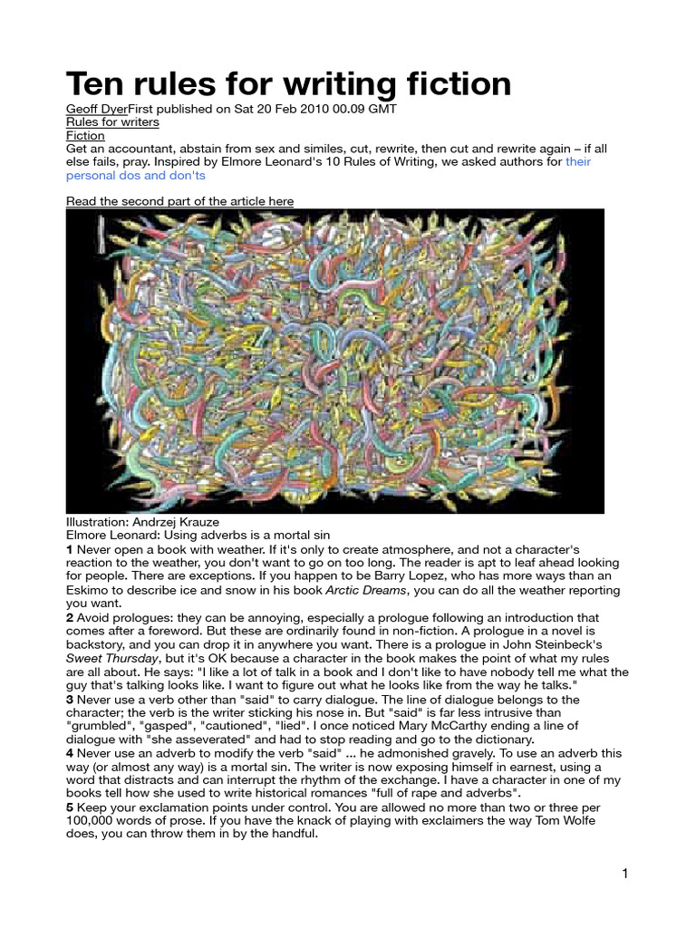 Ten Rules For Writing Fiction | PDF | Books