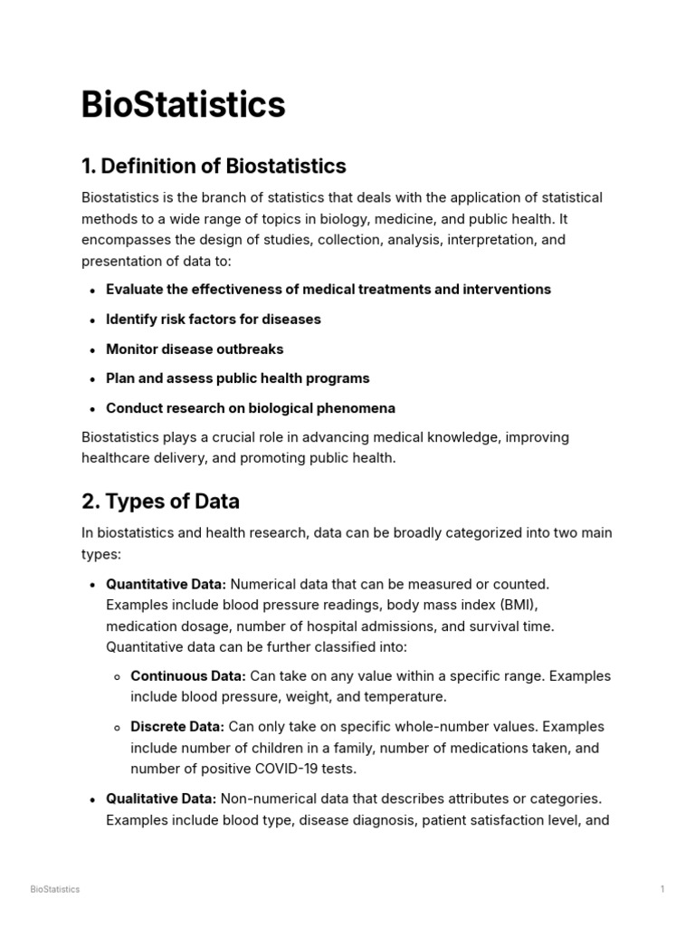 Bio Statistics | Download Free PDF | Skewness | Biostatistics