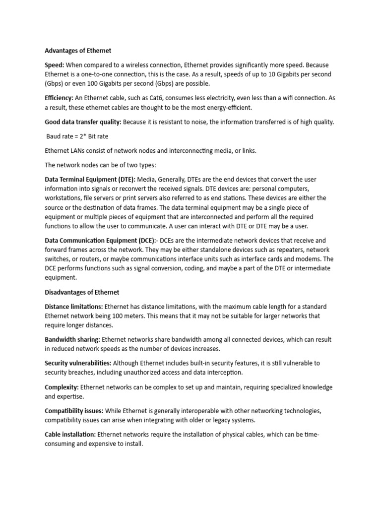 Advantages of Ethernet | PDF | Computer Network | Ethernet