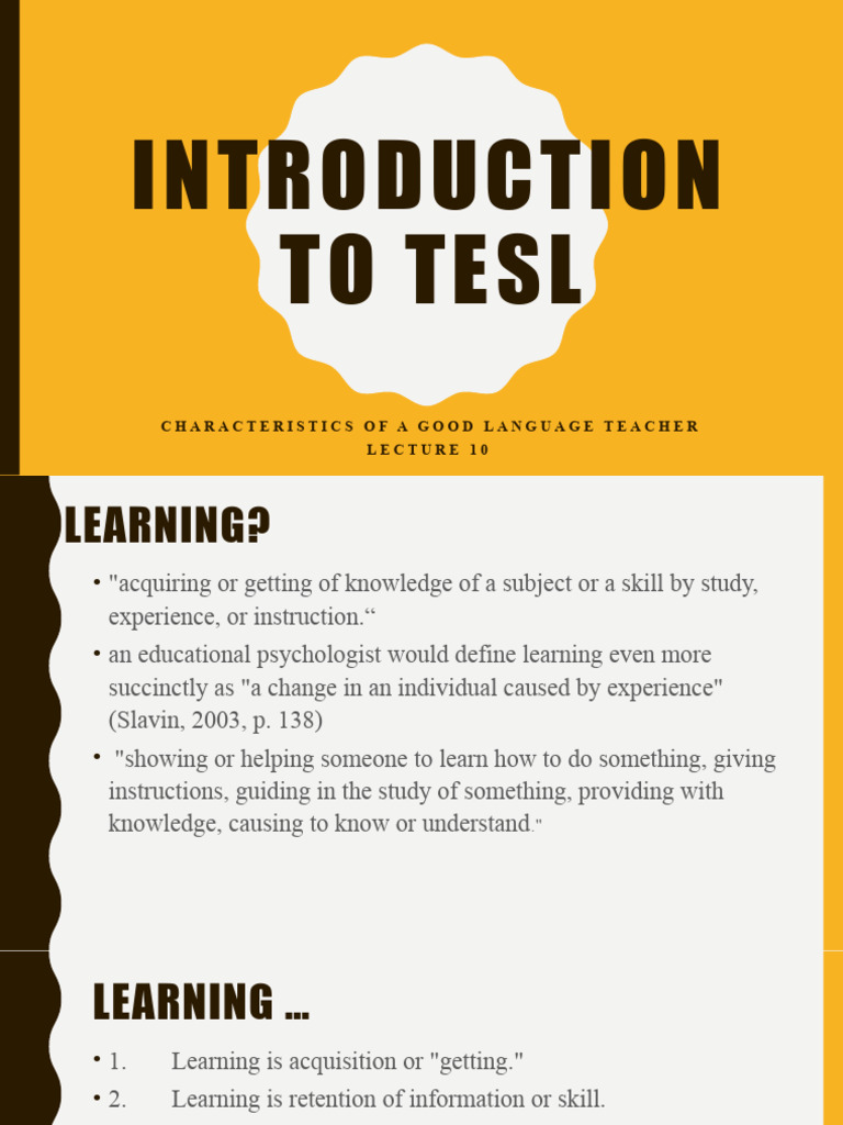 Introduction To TESL - Lect 11 Good Language Teacher (2024) | PDF