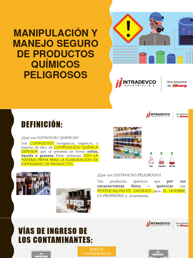 Manipulación y Manejo de Productos Químicos Intradevco Industrial S.A. VF | Descargar gratis PDF ...