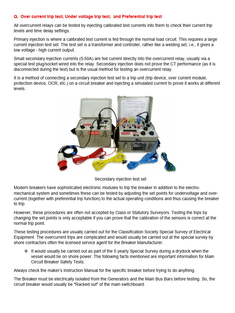OC Trip, UV Trip and PF Trip Test | PDF | Relay | Electric Generator