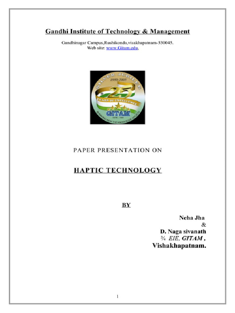 Haptic Technology 25779647 | PDF