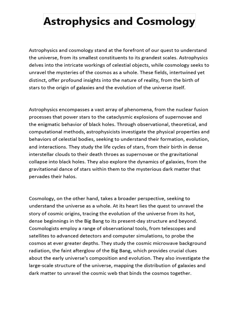 Astrophysics and Cosmology | PDF | Physical Cosmology | Astrophysics