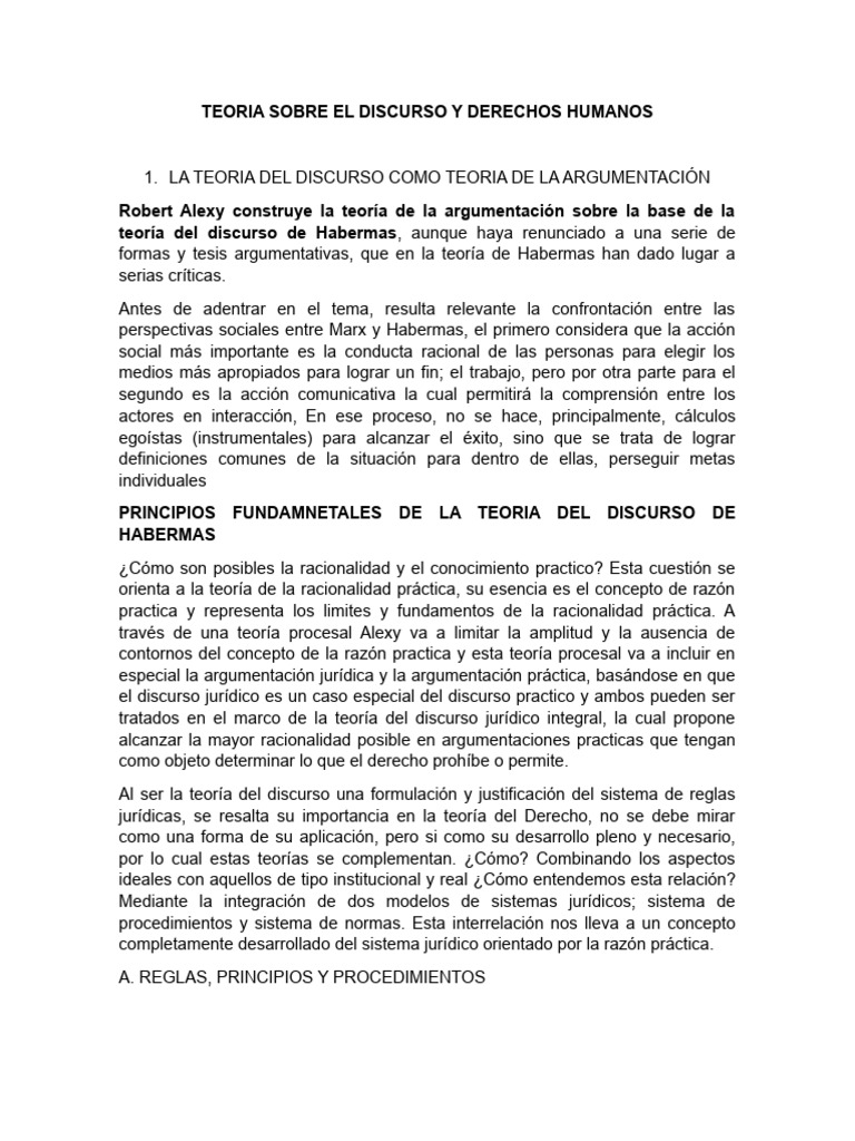 Teoria Sobre El Discurso y Derechos Humanos | PDF | Jürgen Habermas | Racionalidad