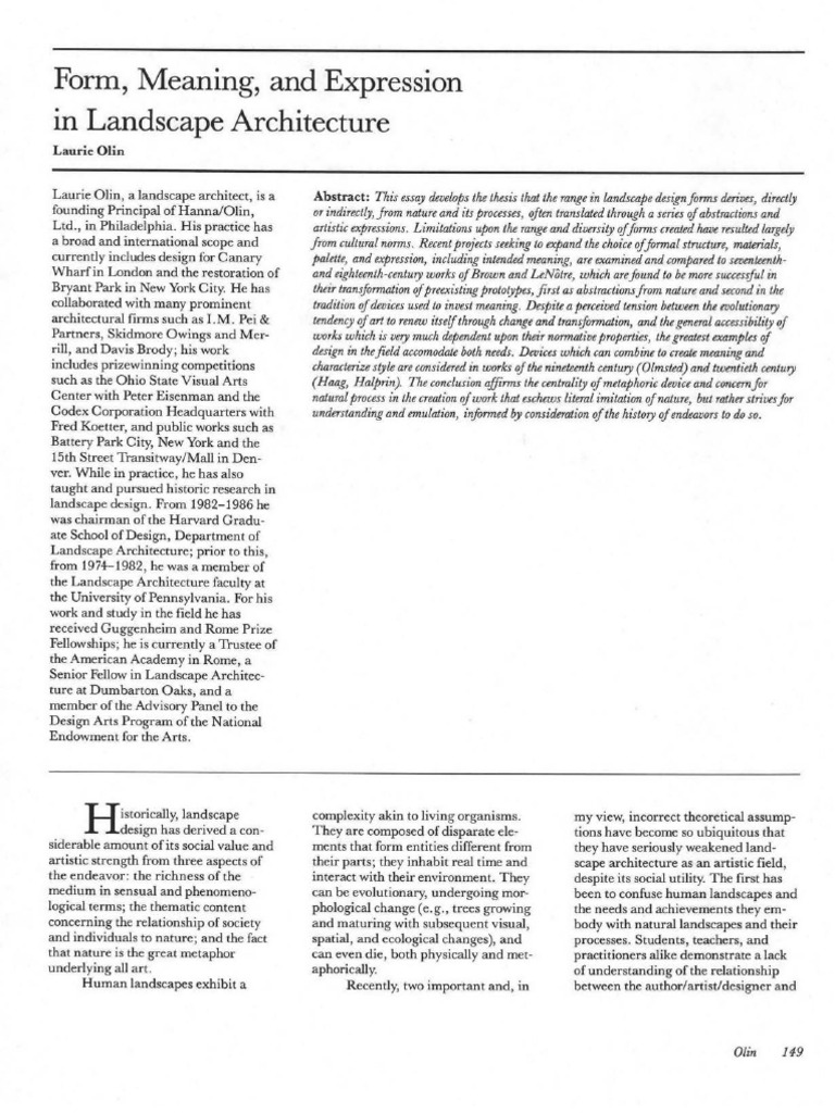 Form, Meaning, and Expression in Landscape Architecture | PDF ...