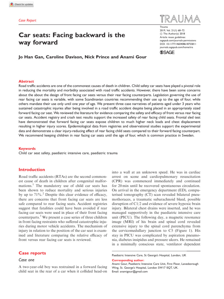 gan-et-al-2018-car-seats-facing-backward-is-the-way-forward | PDF | Clinical Medicine | Medical ...