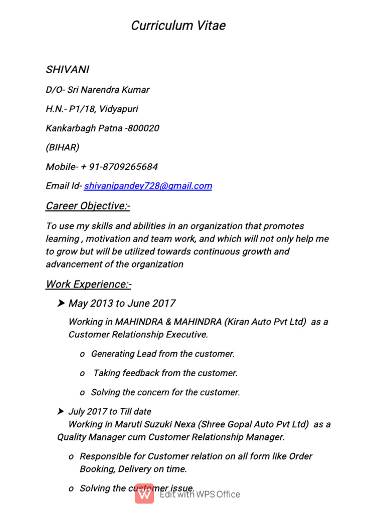 Shivani Resume PDF | PDF