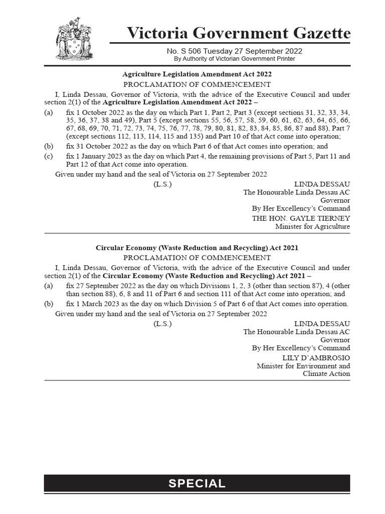 Victoria Government Gazette: Special | PDF