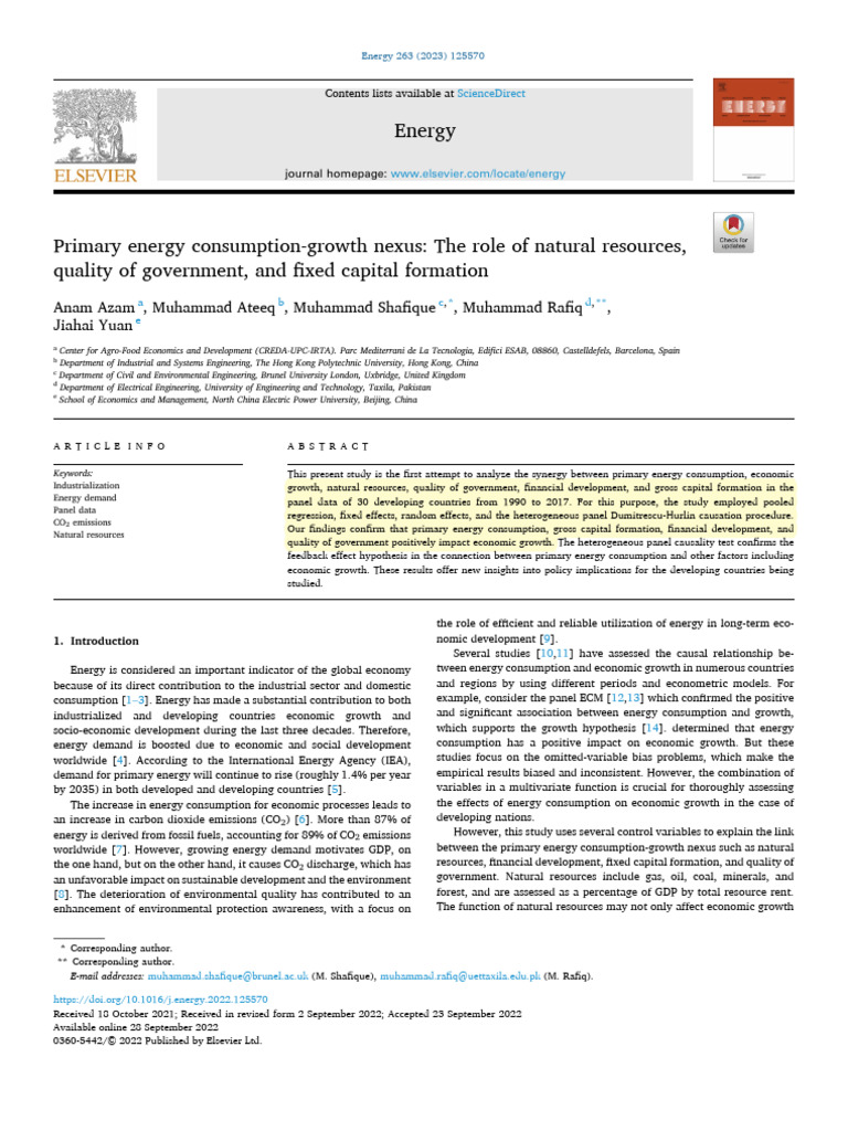 Energy: Anam Azam, Muhammad Ateeq, Muhammad Shafique, Muhammad Rafiq ...