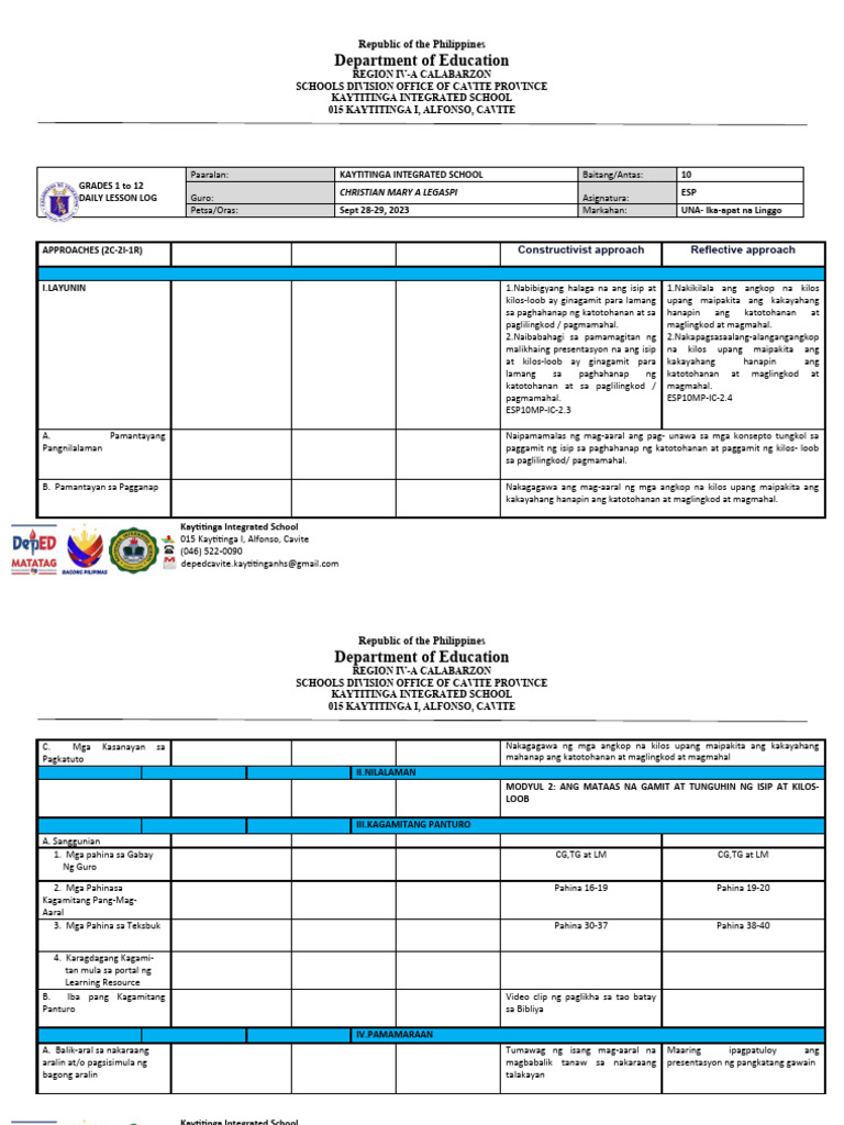 Department of Education: Republic of The Philippines | PDF