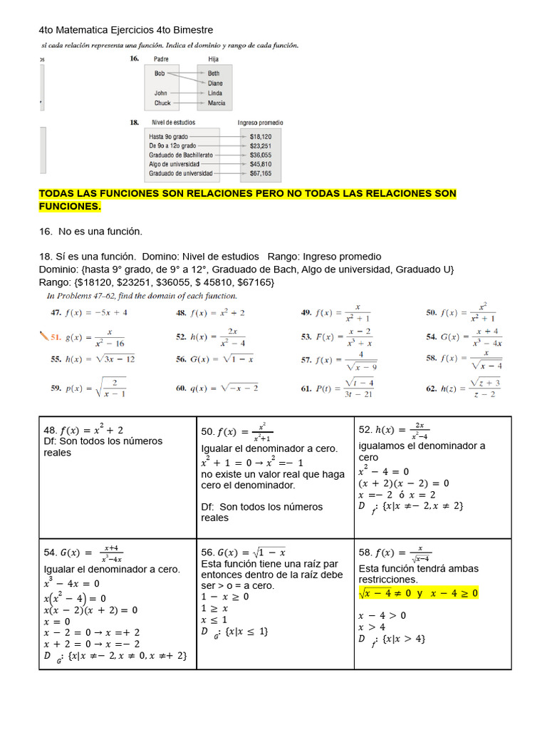 4to Matematica Ejercicios 4to Bimestre | PDF | Matemáticas | Análisis matemático
