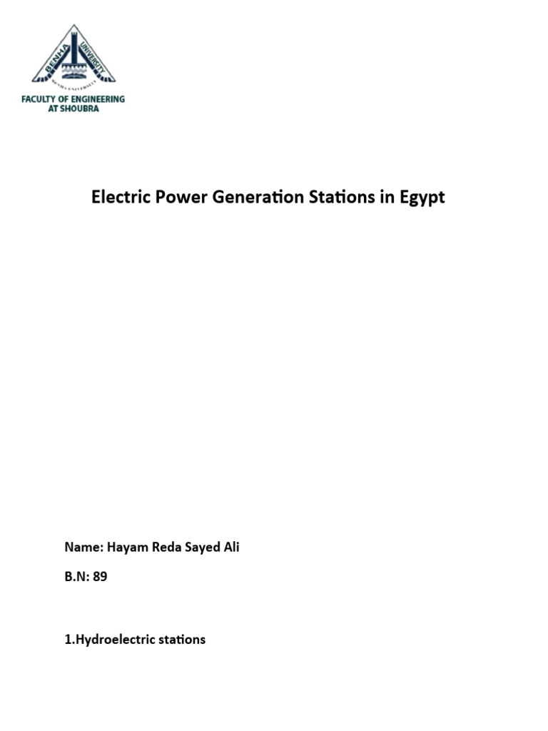 Egypt's Power Generation Overview | PDF | Electric Generator ...